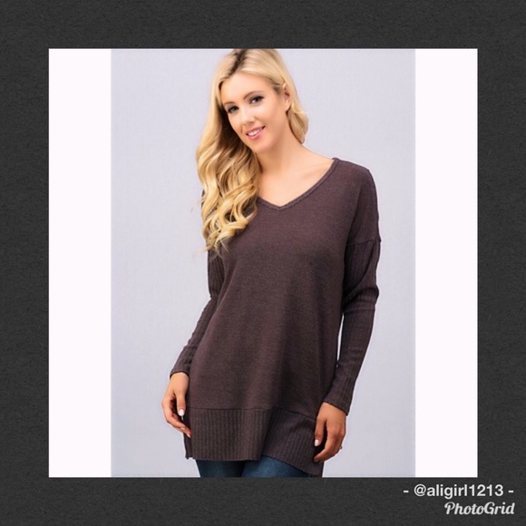 The Chic Petunia | Sweaters | Last Vneck Split Side Sweater | Poshmark